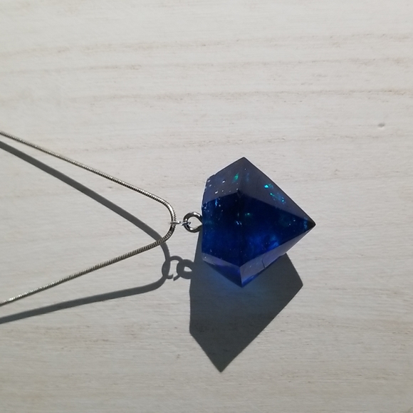 Jewelry | Blue Glitter Ocean Gem Necklace | Poshmark